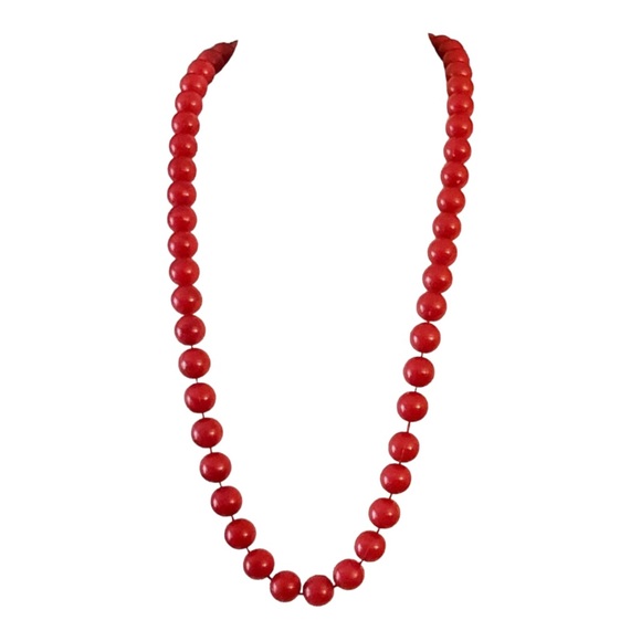 Vintage | Jewelry | Vintage Long Red Beaded Necklace | Poshmark